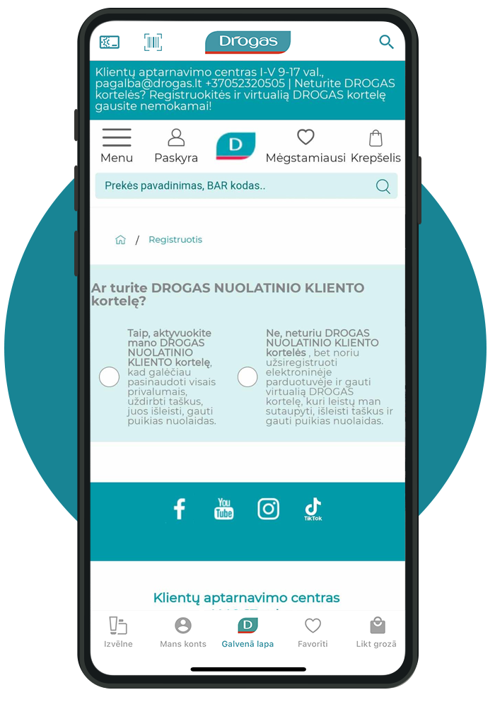 DROGAS lojalumo programa | DROGAS kliento kortelė | Drogas LT